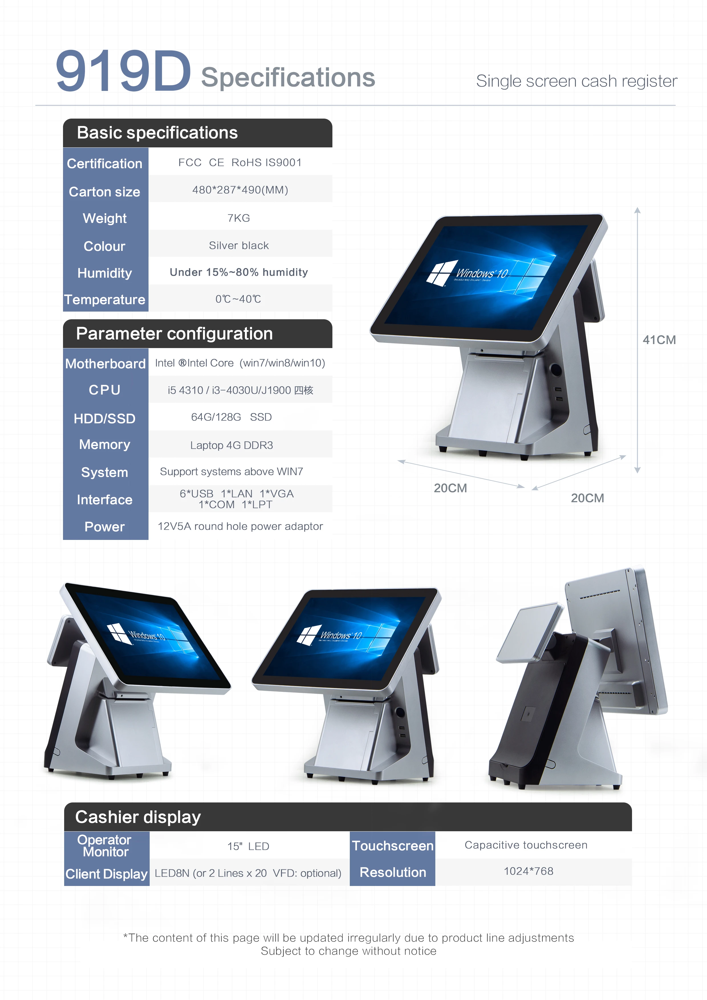 Capacitive Pos System For Restaurants Manual Digital Printer All In One ...