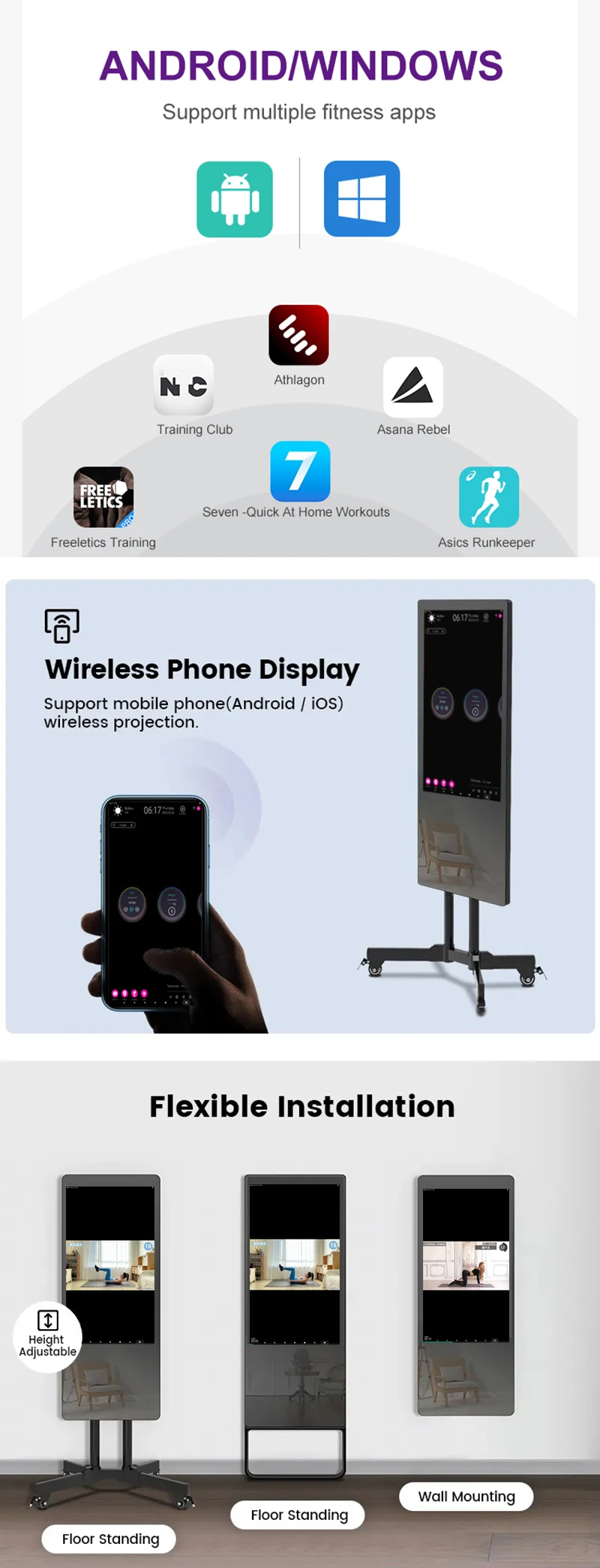 Home Gym Exercise Touch Screen Lcd Display Intelligent Interactive ...