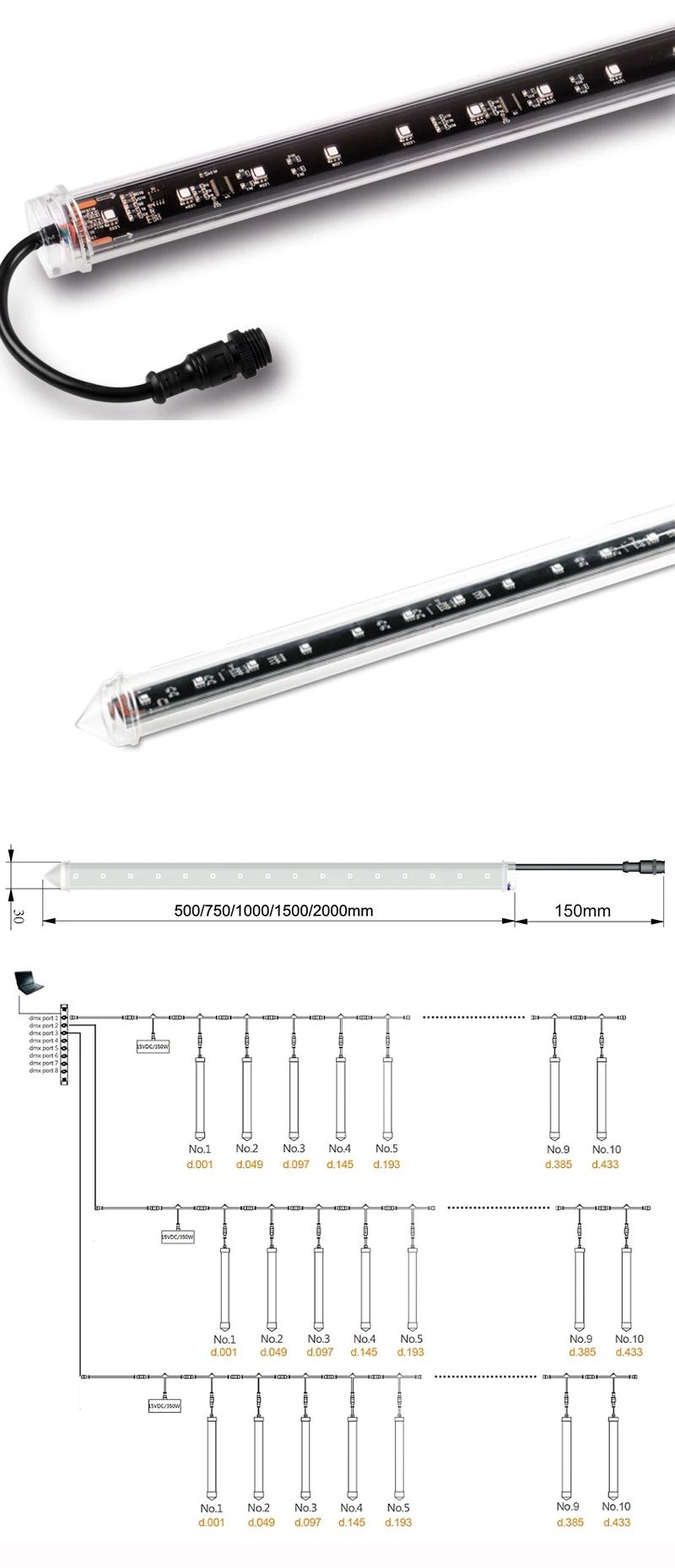 1 Meter Meteor Linear DMX Pixel Waterproof Party Light LED