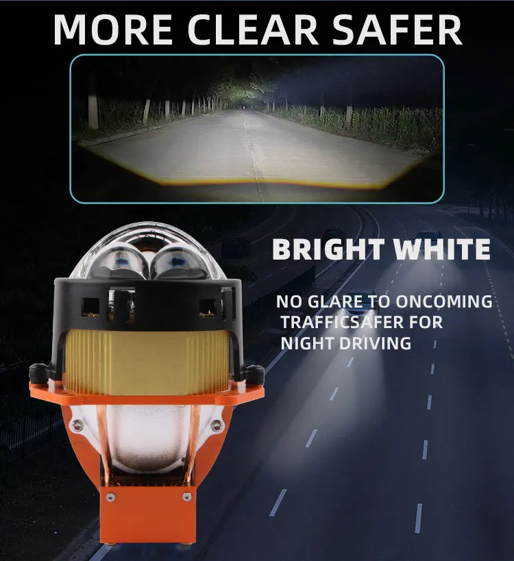 Auto Led Headlamps Dual Laser Projector Lens High Power 95W