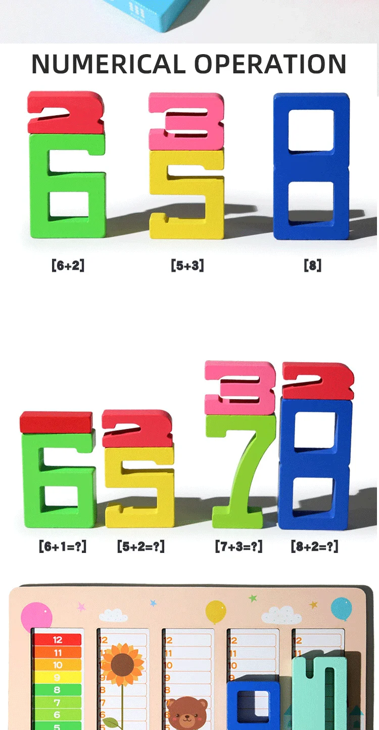 Wooden Montessori Digital Cartoon Puzzle Board 3d Math Learning Digital ...