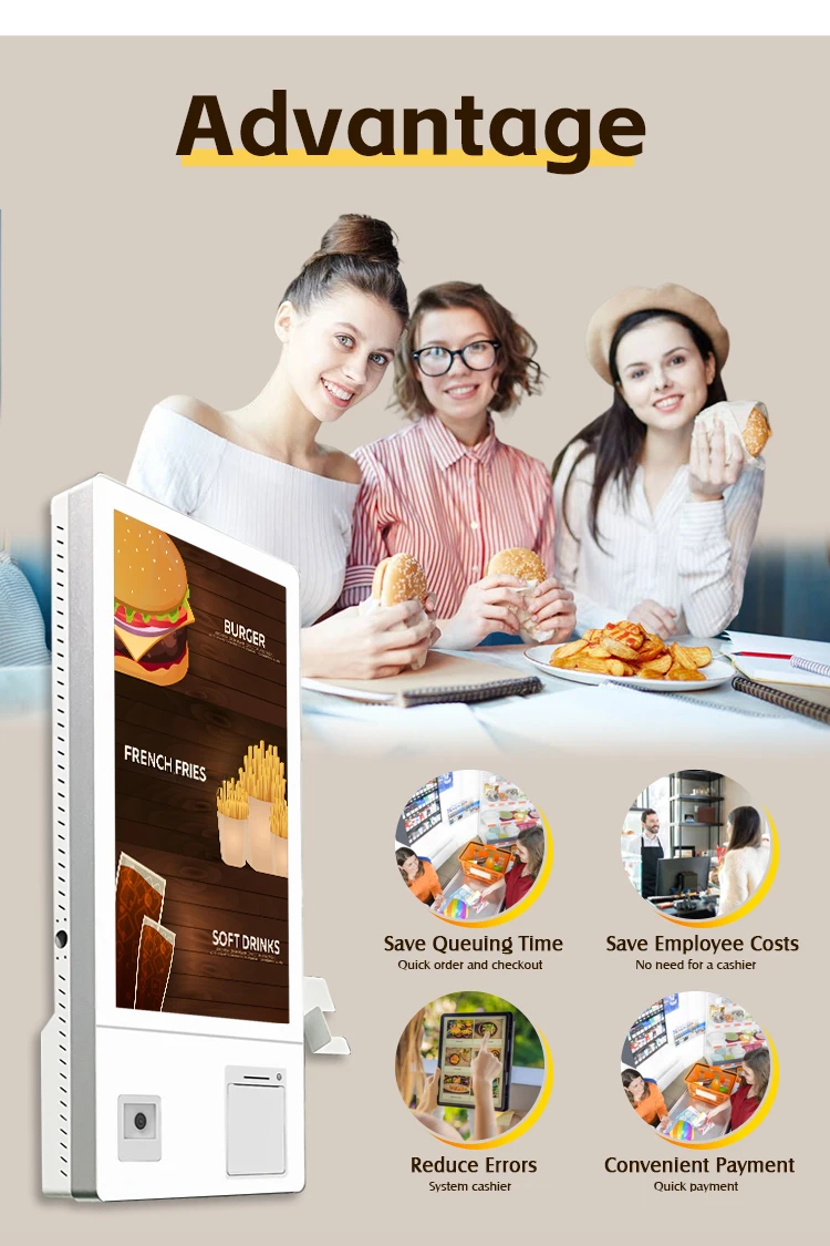 Indoor Wall Mounted Digital Menu Board Restaurant Touch Order Screen ...