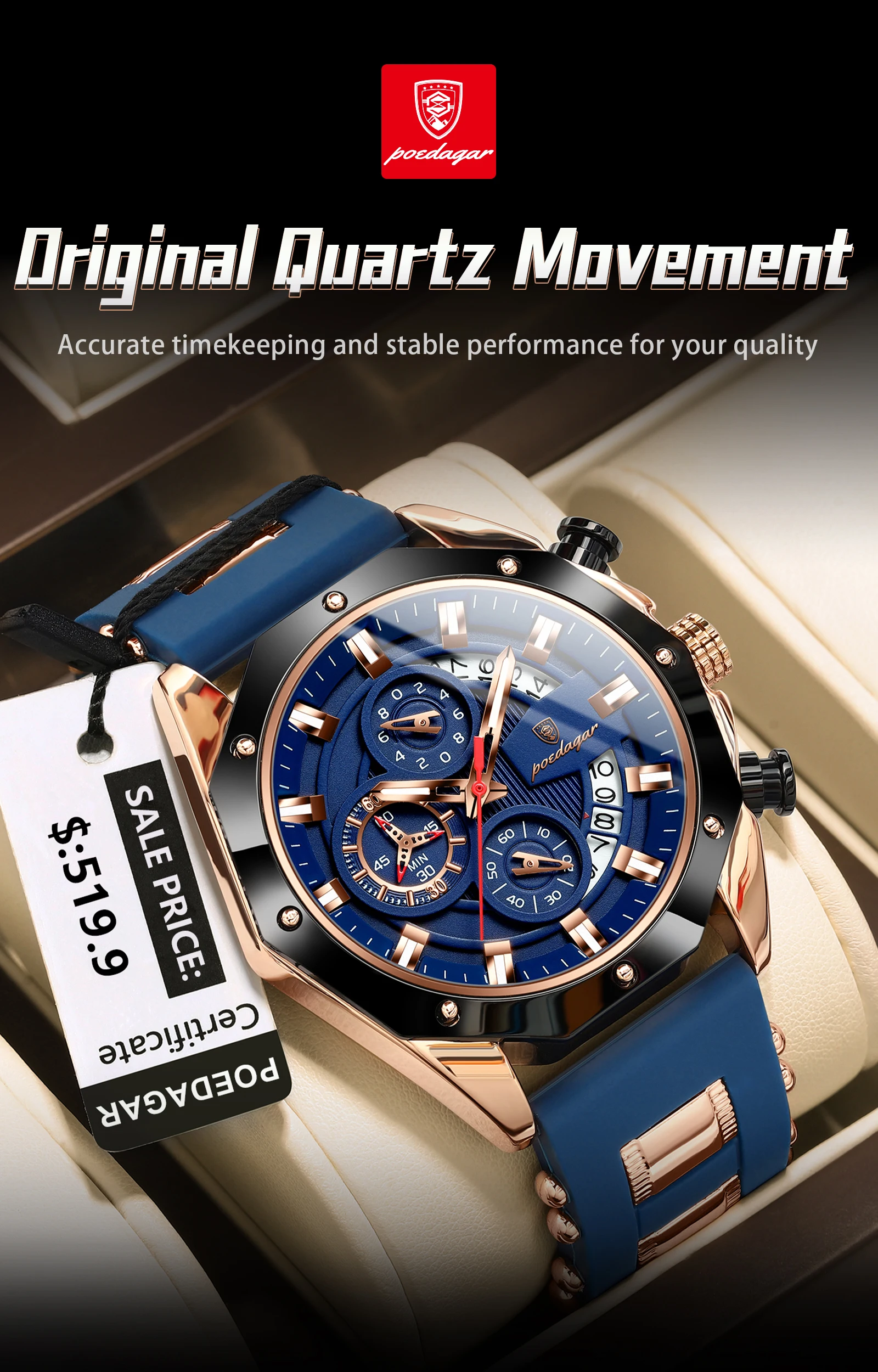 POEDAGAR 913 Luxury Men Watch Waterproof Luminous Days Sport Man ...