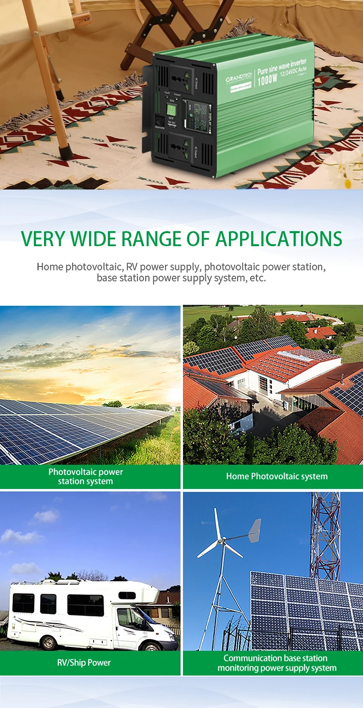 Grandtech 1000w Solar Inverter Solar Hybrid Inverter Pure Sine Wave Off Grid Inverter For Solar ...