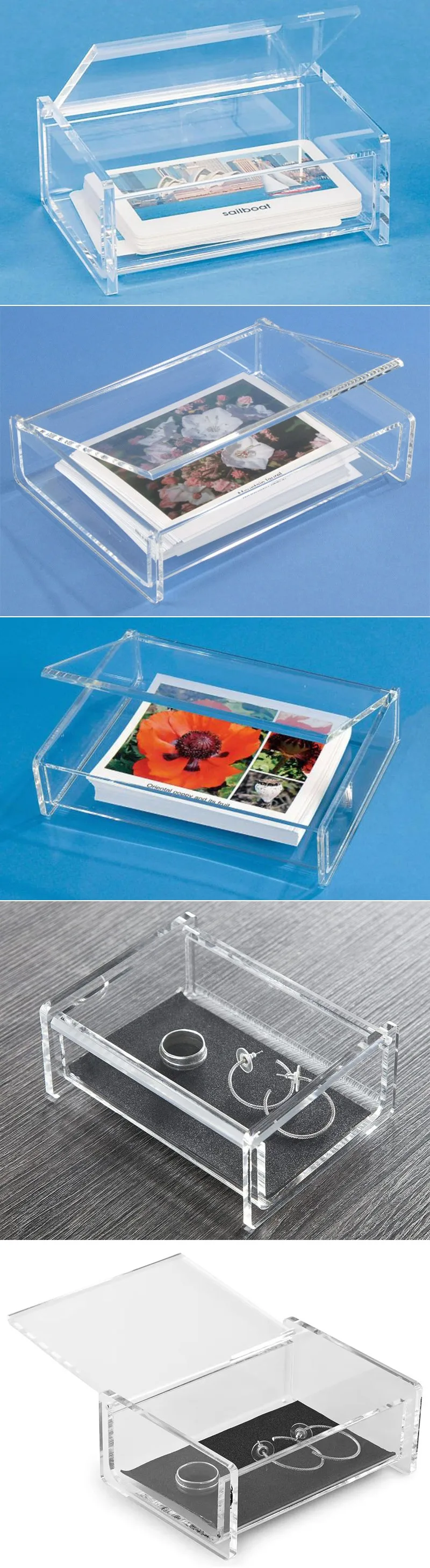 Acrylic Box with Hinged Lid Custom clear Acrylic Show case Storage ...