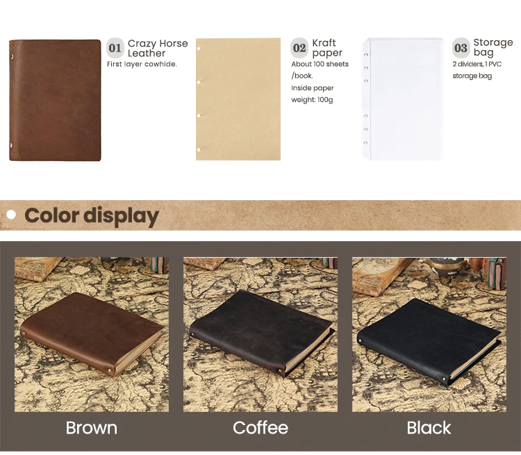 Wholesale Customizable B5 Notebook Personalized Leather Binder Diary ...