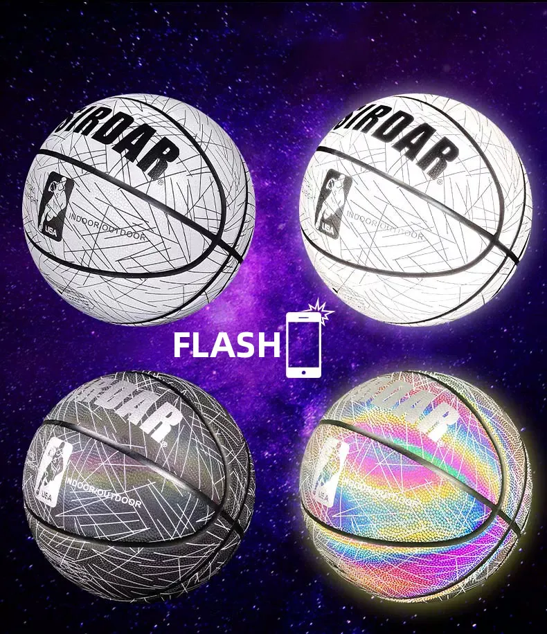 New Customized Basketball Reflective Luminous Basketball Oem Logo Pu ...