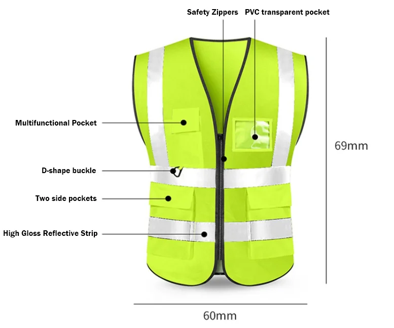 PPE Work Wear High Vis Reflective Safety Vest Construction Apparel ...