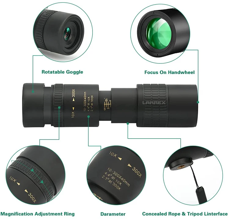 최고의 판매 제품 Larrex 7-17x30 10-30x30 10-100x30 10-300x30 줌 휴대용 망원경 단안 여행 ...