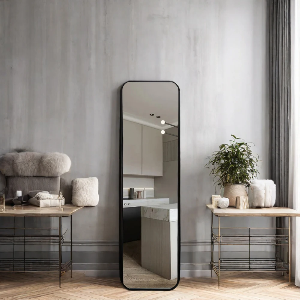 European Style Full-Length Standing Mirror Iron Frame Bathroom Home ...