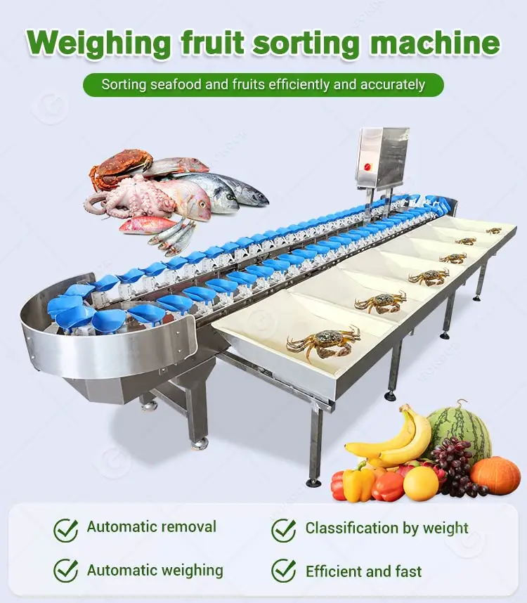 Automatic Chicken Shrimp Oyster Mango Size Weight Sorting