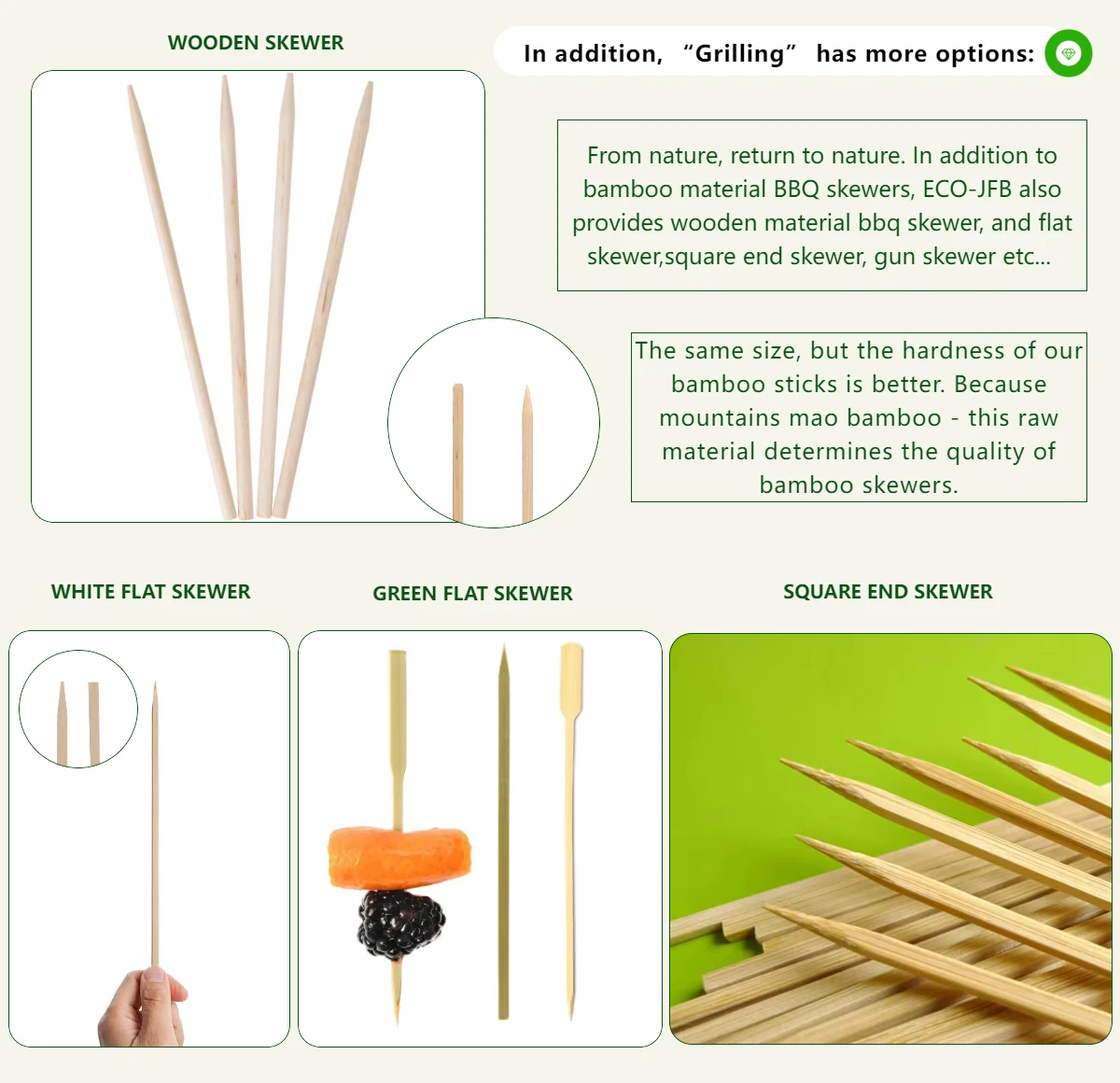 Premium Long 150mm Diameter 5mm Bamboo Skewers - Buy Grilling Skewers ...