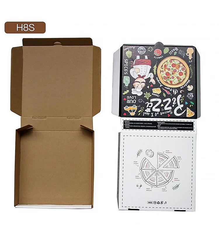 Y62 Corrugated Black Pizza Box With 6/7/8/9/10/12 Inch Custom Pizza ...