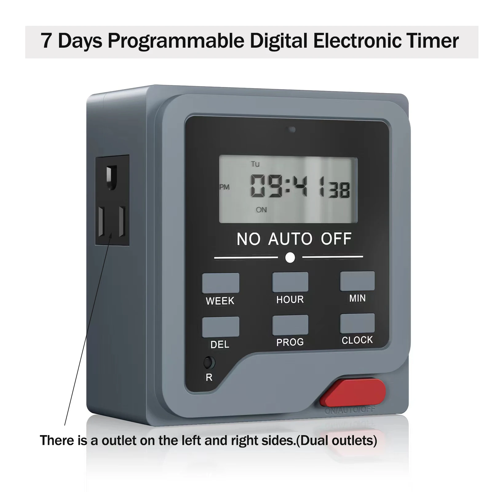 7 Day Programmable Digital Countdown Timer With Dual Outlet For Kitchen ...