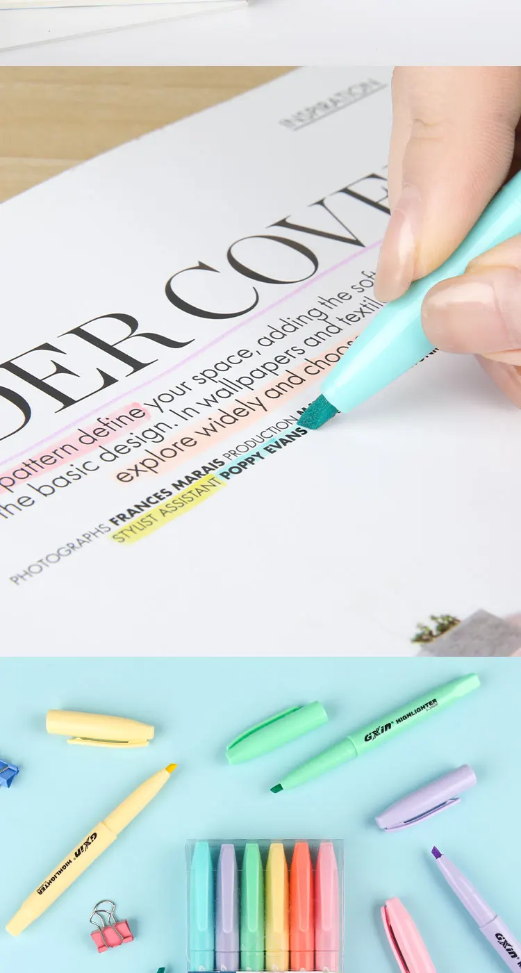 Gxin G-306000 Custom Highlighters Writing Creativity 6 Colors Mini ...