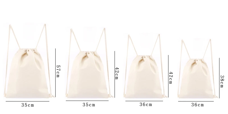 Your Own Logo Reusable Drawstring Canvas Backpack Lightweight Sports ...