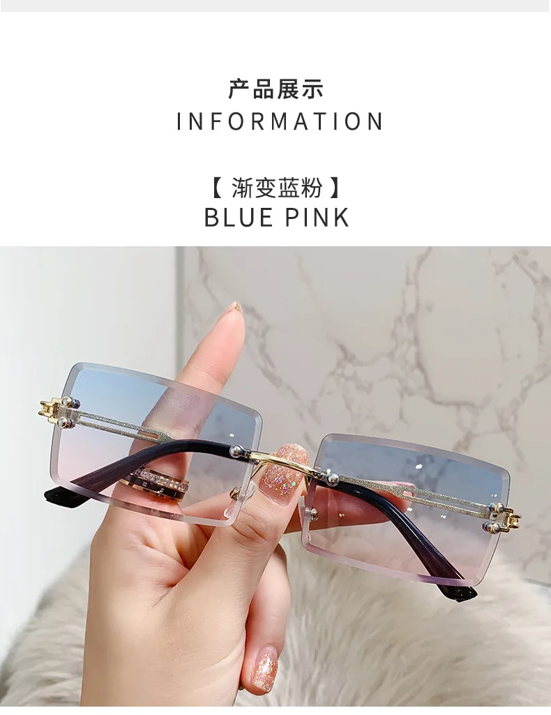 Luxury Rimless Square Sunglasses Women Brand Designer Frameless ...