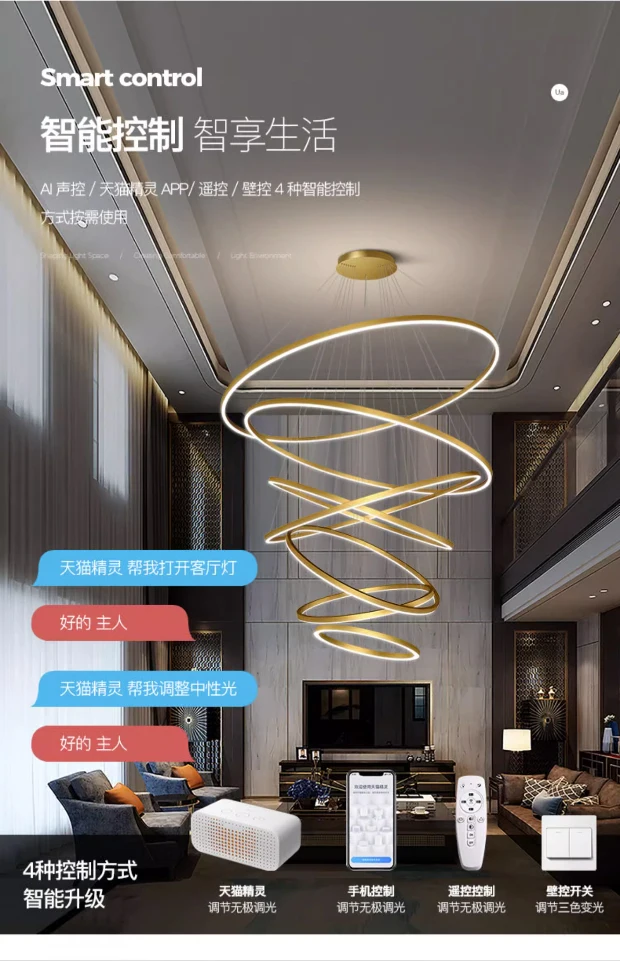 Modern Chandelier Large Led Pendant Light Fixture Luxury Acrylic ...