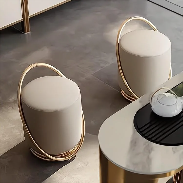 Light Luxury Stainless Steel Round Stool Home Living Room Tea Table ...