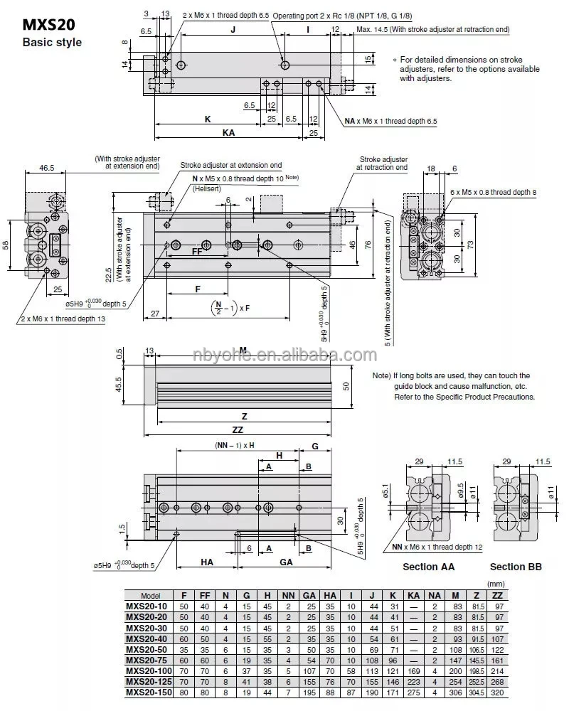 Pneumatic HLS Linear Slide Table Cylinder with Guide Rail