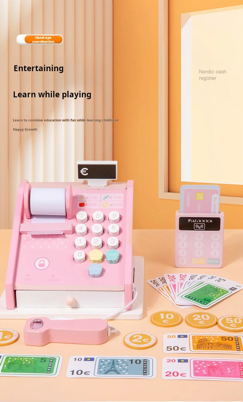 Wooden Simulation Supermarket Shopping Simulation Cash Register ...