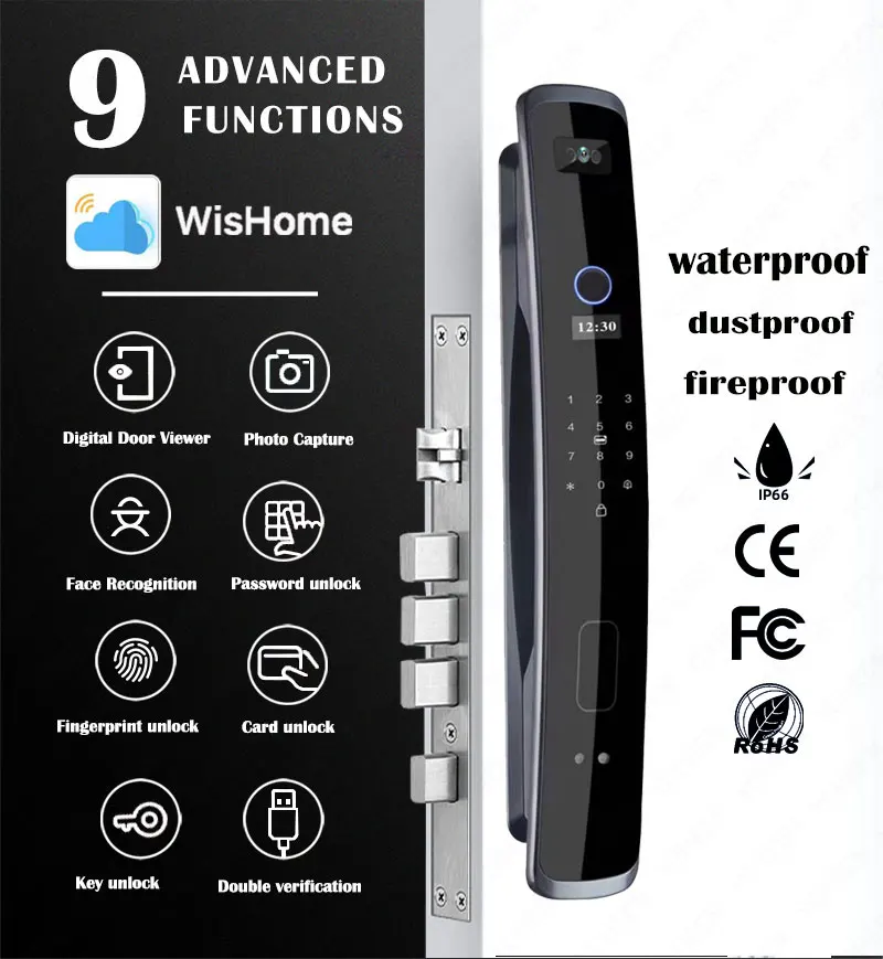 3d Face Recognition Waterproof Smart Fingerprint Door Lock - Oem