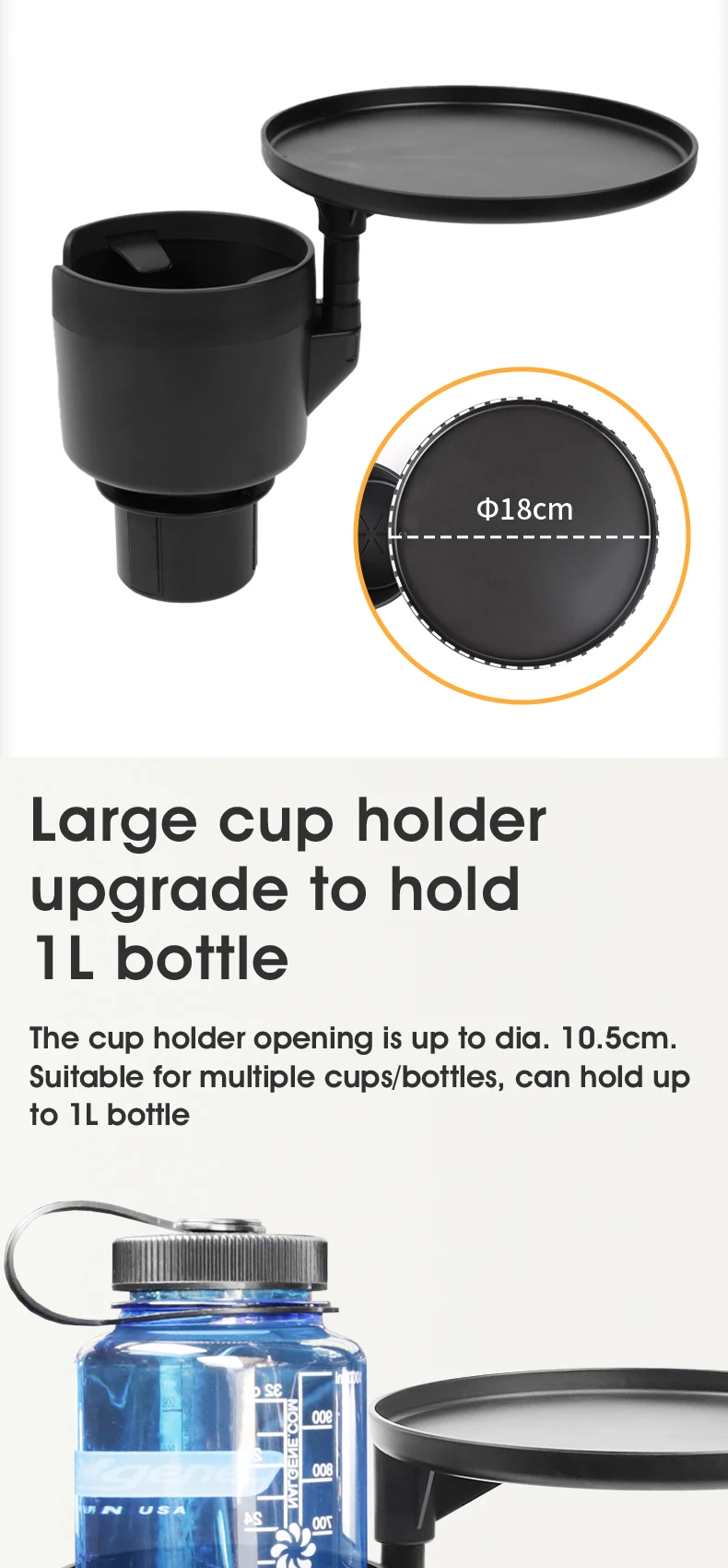 Car Cup Holder Expander and Attachable Tray Fits 16-40 oz Large Cup ...