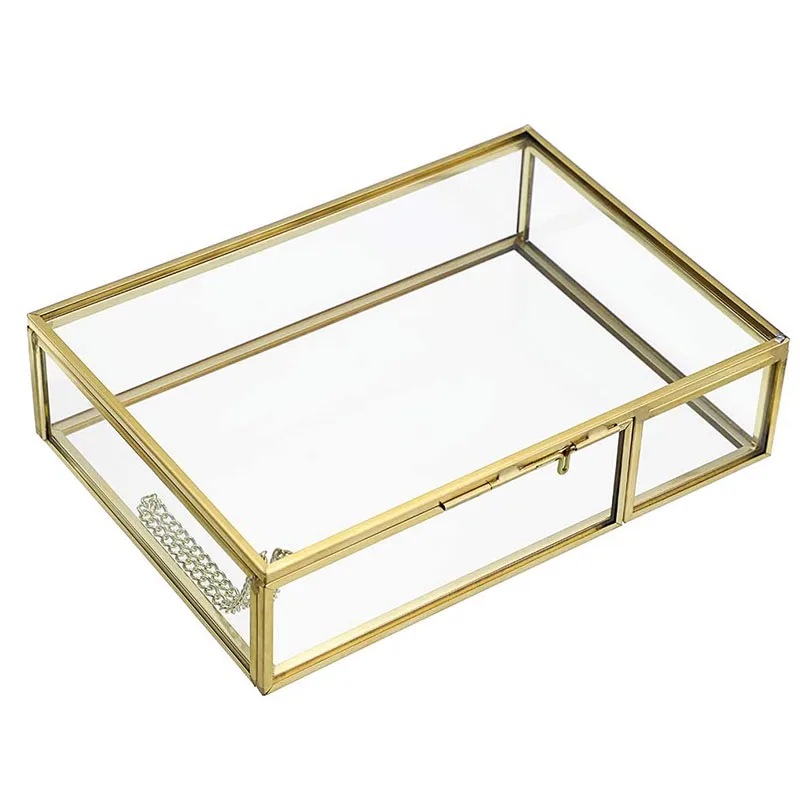 Gold Glass Rectangle Display Box - Buy Glass Display Box,Antique Brass ...