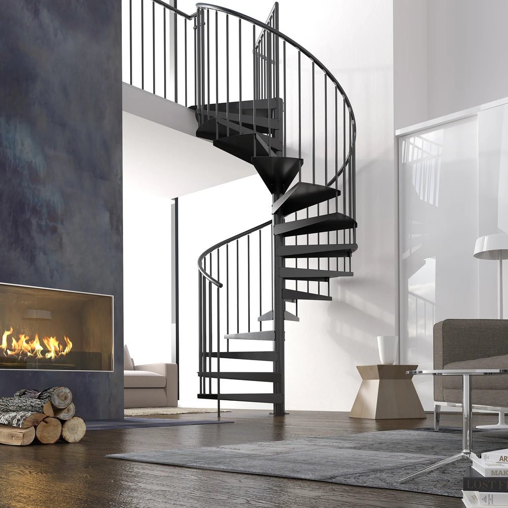 Prima Design Glass Railing Mono Beam Curved Staircase From Foshan ...