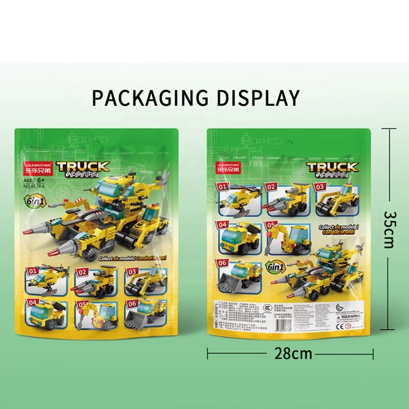 Lele Brother Color Bag Building Blocks Six In One Engineering Tank ...