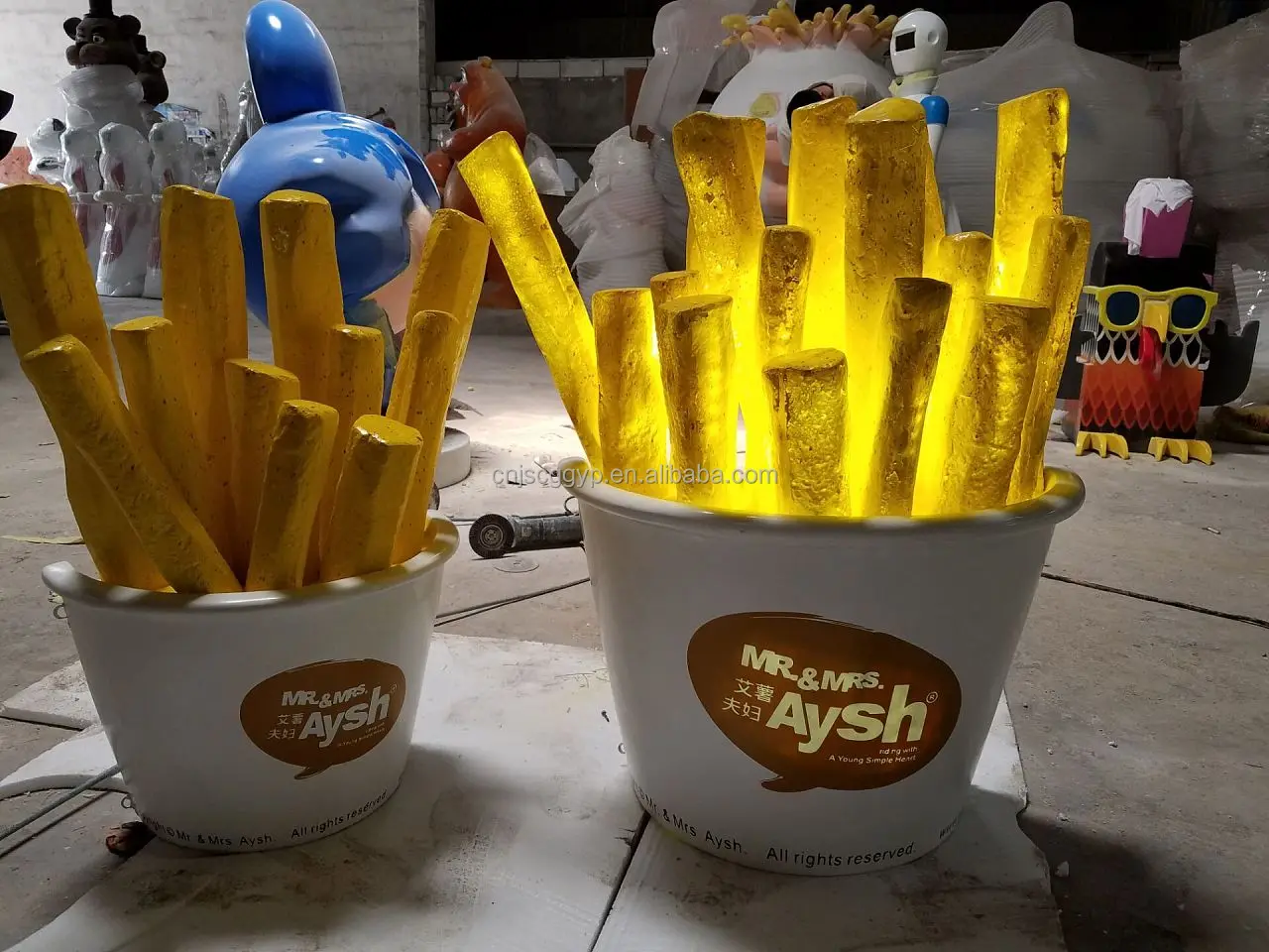 Custom Burger Statue and French Fries Sculpture for Decor