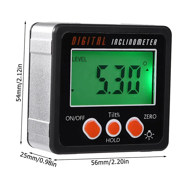Industrial Aluminum Digital Inclinometer with Multi-Sided Magnetic Base ...