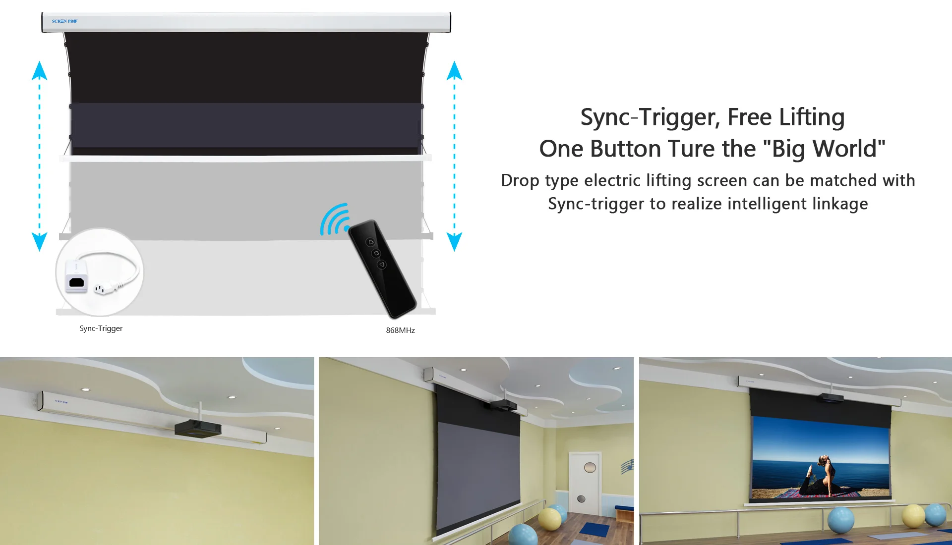 Electric Tab-tensioned Drop Down Screen Pro 100 Inch Projector Screen ...