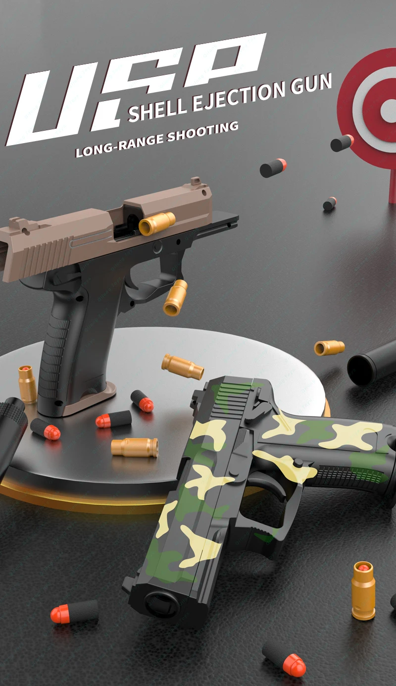 Qilong Usp Toy Guns Kids Funny Shell Ejecting Toy Gun Children's ...
