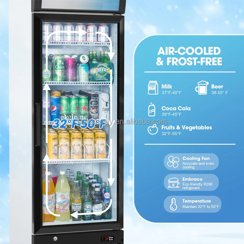 Supermarket Display Refrigerator Single Double Three Glass Door Beer ...