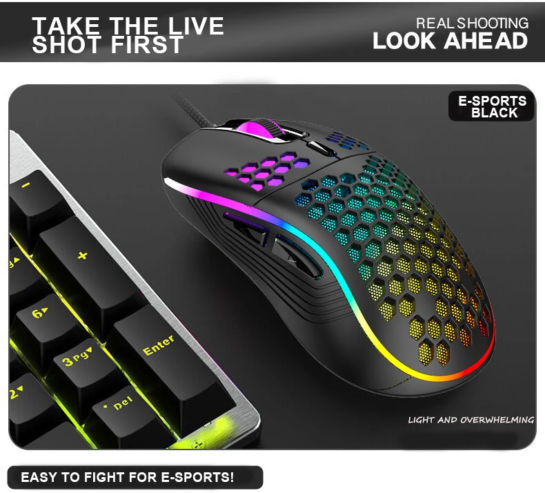 Wholesale Optical Wired Led Gaming Mouse Lightweight Beehive Profession ...