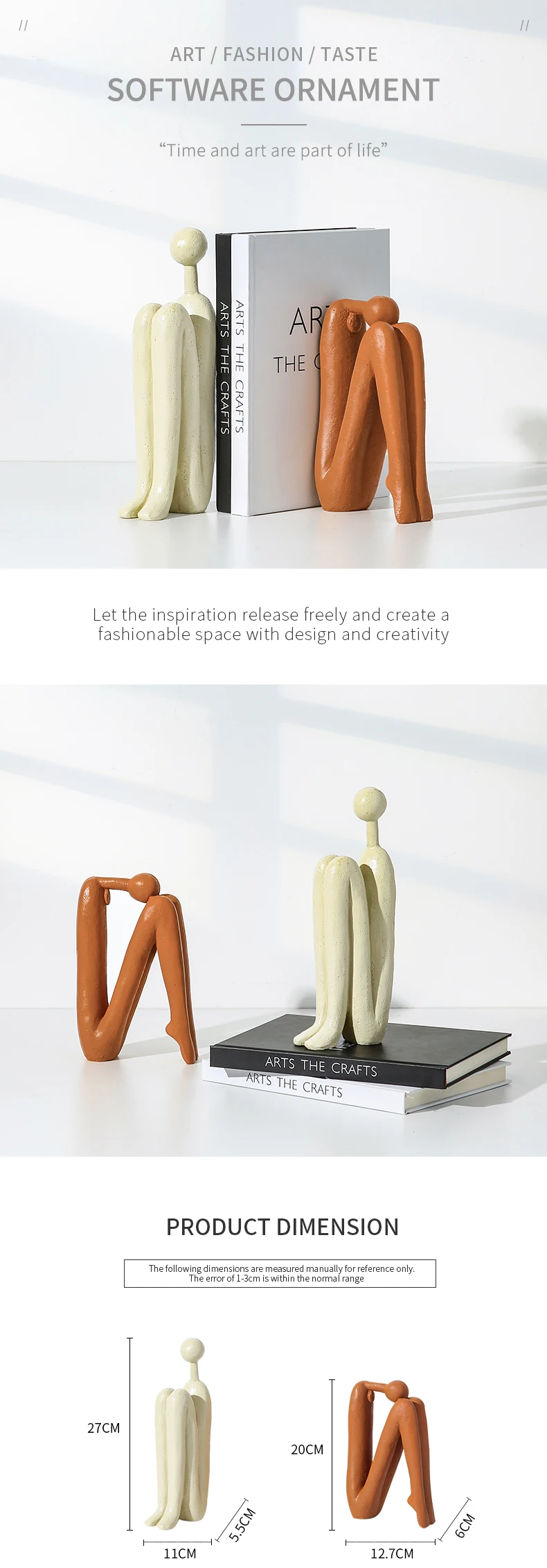 Funny Abstract Character Human Statue Resin Bookends