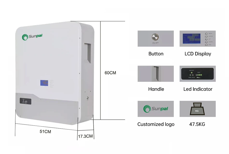 Sunpal Solar Batteries Lithium Iron Phosphate 48v 100ah 200ah 10kwh 20kwh 48 Volt Energy Storage ...