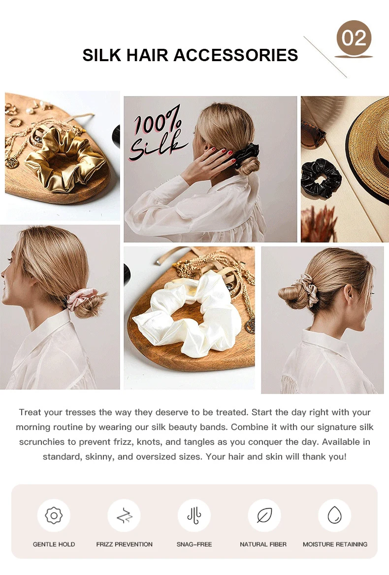 Fashion Colorful Mulberry Silk Scrunchie Skinny Medium Large Oversize ...