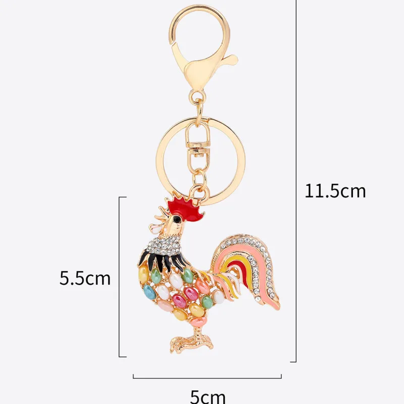 Rooster Sparkling Diamond Rhinestone Bling Bling Keychain