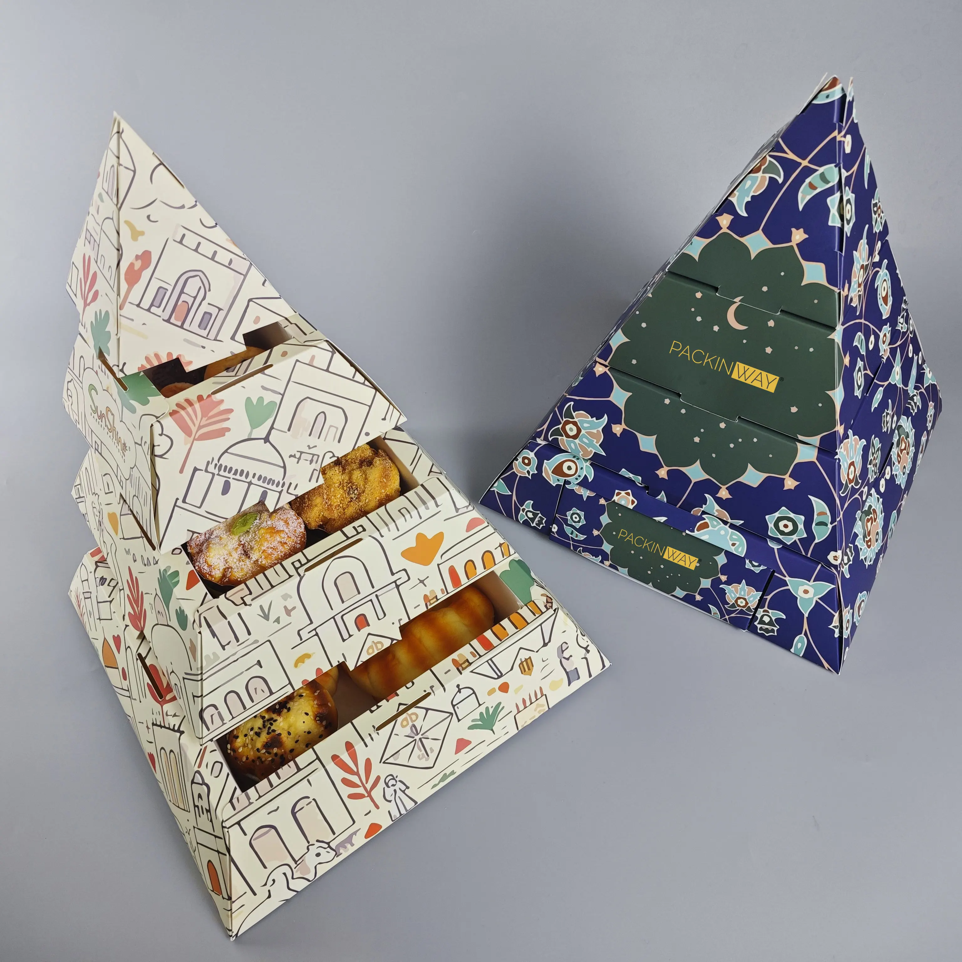 PACKINWAY Custom Pyramidal Grazing Box Takeaway Dessert Bread Snack ...