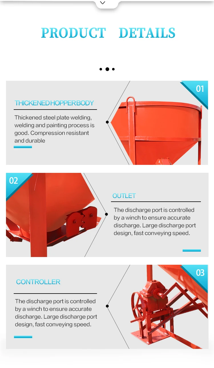 2000l Customized Square Concrete Tower Crane Hopper Thicken Large Ash ...