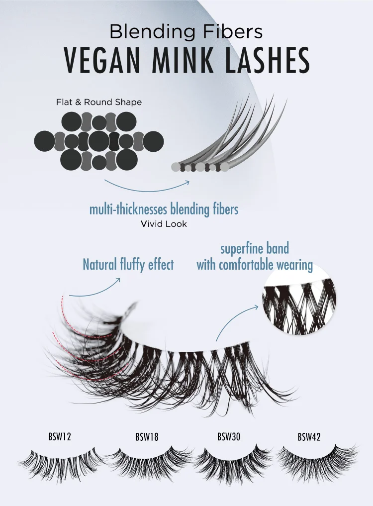 Hollyren Blending Fiber Vegan Mink Lashes Natural False Eyelashes ...