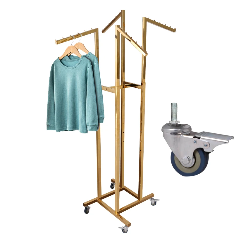 Custom Shop Design - Metal Gold Clothing Display Racks