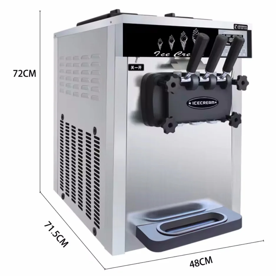 Stainless Steel Dessert Ice Machine Three Flavors Soft Ice Cream ...