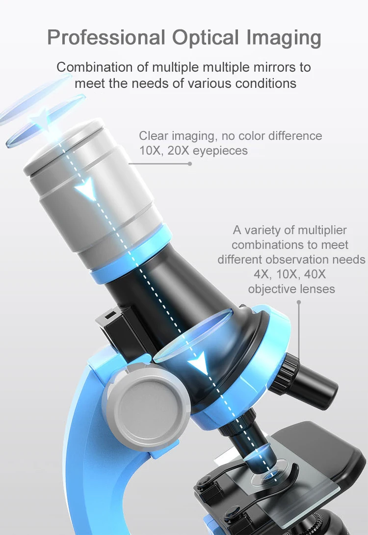 Blue Plastic Microscope Supplies For Kids Educational Toys Science ...