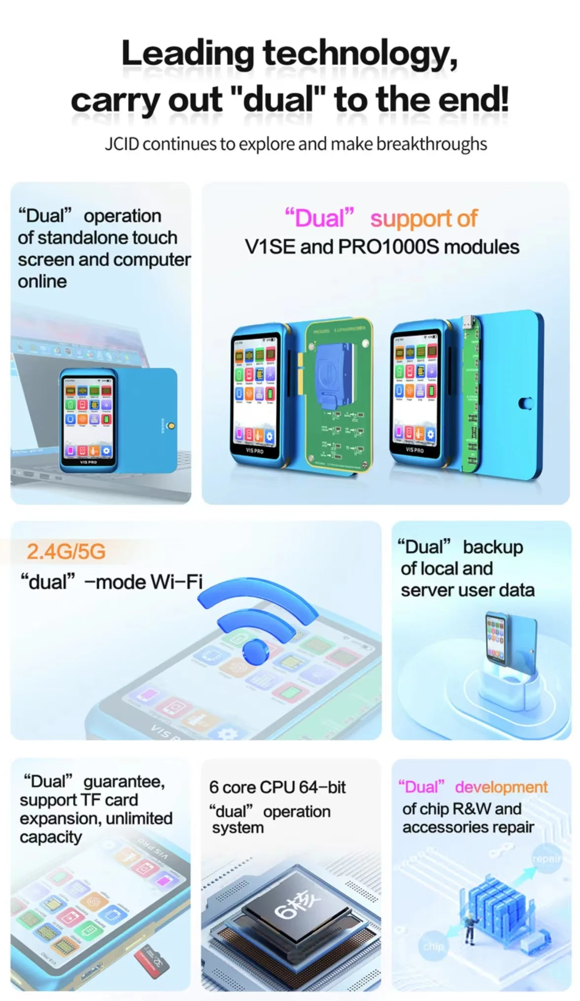 JCID VIS Pro Programmer Host - Dual Support for Iphone Repair