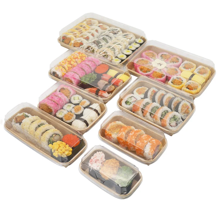 Custom Printed Fried Chicken Chips Takeout Paper Salad Sushi Tray Kraft ...