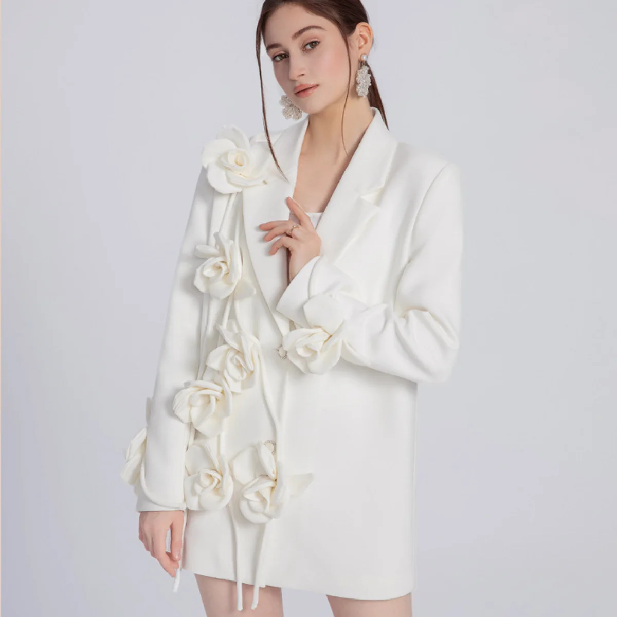 Ocstrade Fashion Design 3D Flowers Women Oversize Blazer
