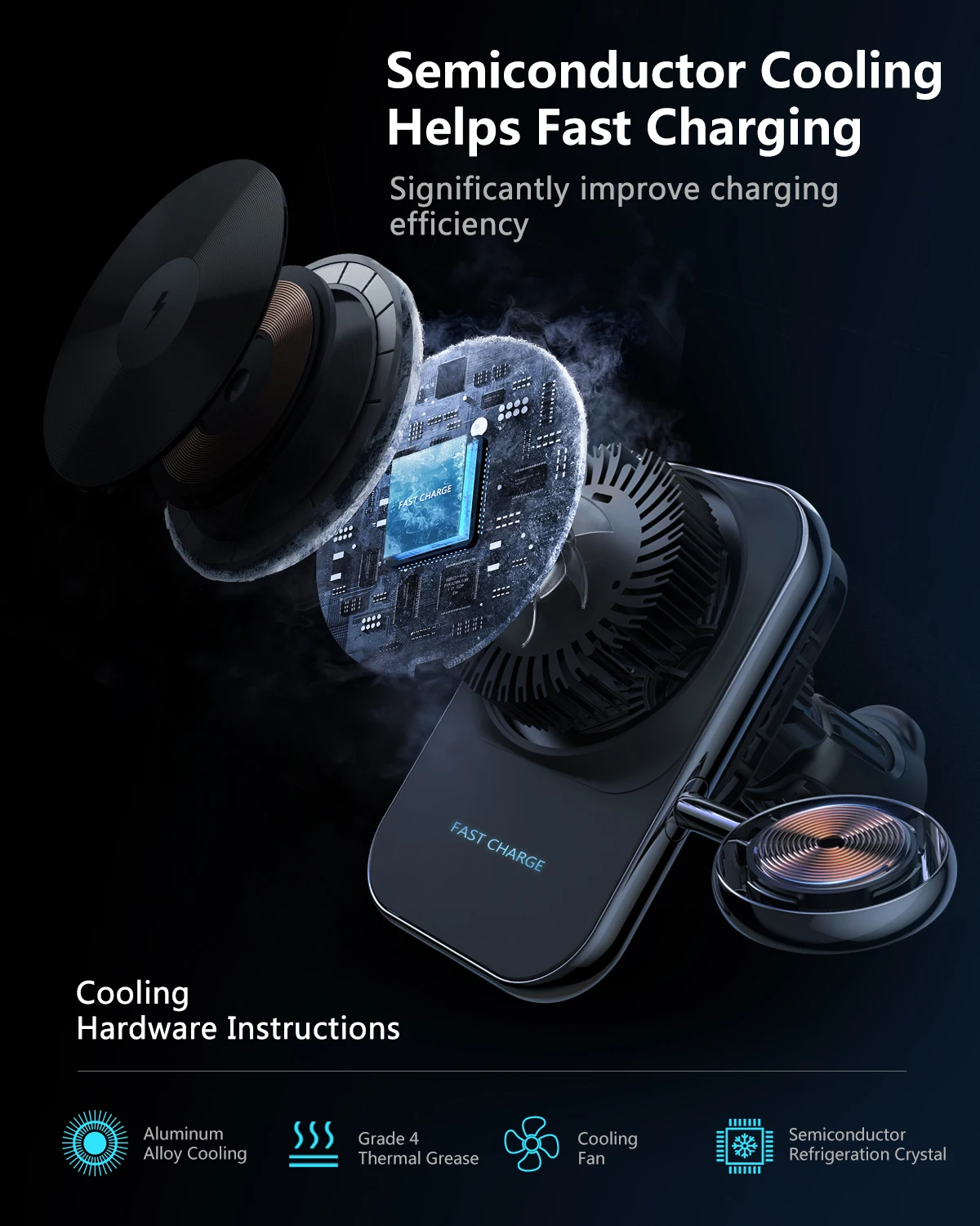 Car Wireless Charger Cooling Chilling Magnetic Cooling Car Wireless ...